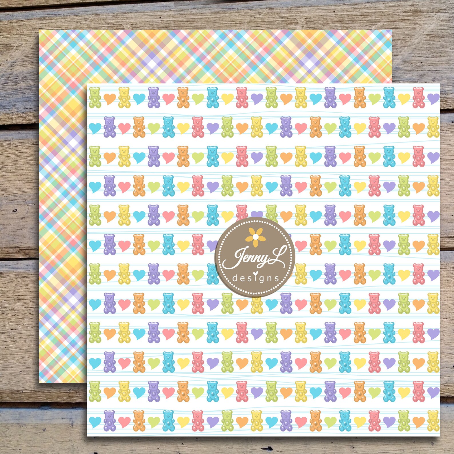 Gummy Bears Digital Papers and Clipart SET for Digital Scrapbooking ...