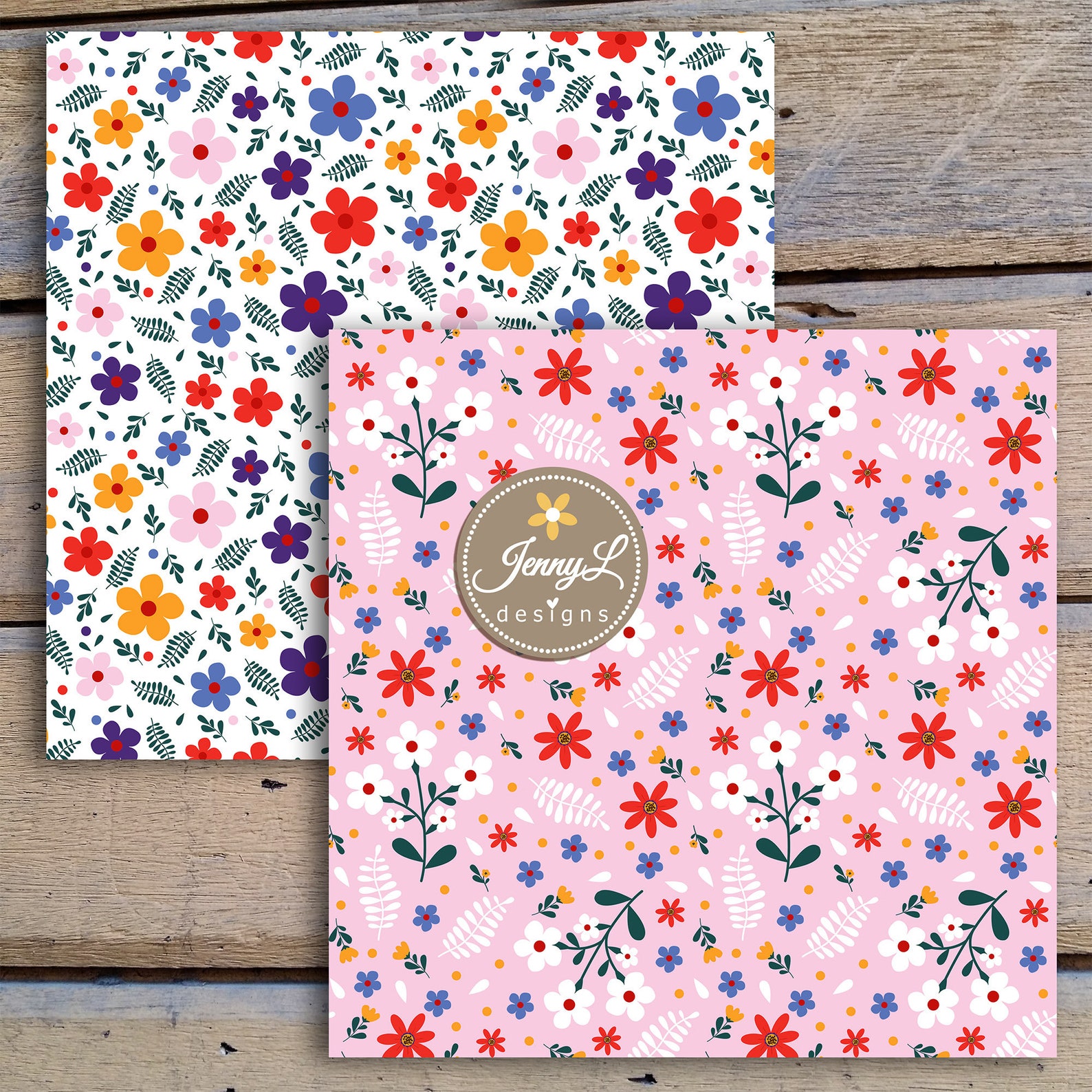 Floral SEAMLESS Spring Printable Digital Papers, Repeat Pattern Blooms ...