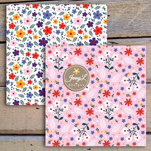 Floral SEAMLESS Spring Printable Digital Papers, Repeat Pattern Blooms ...