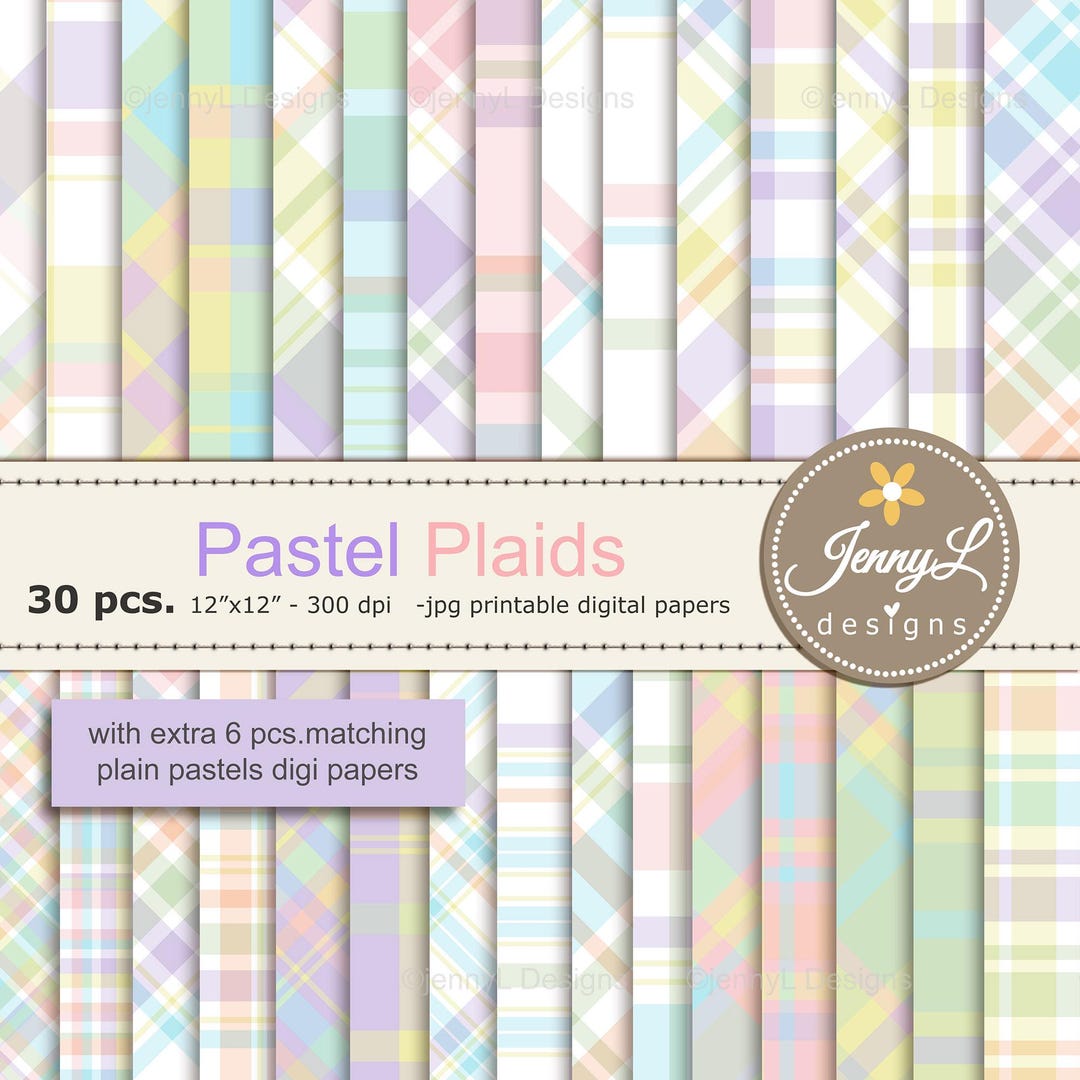 Pastel Plaids Digital Papers for Digital Scrapbooking Paper, Surface ...