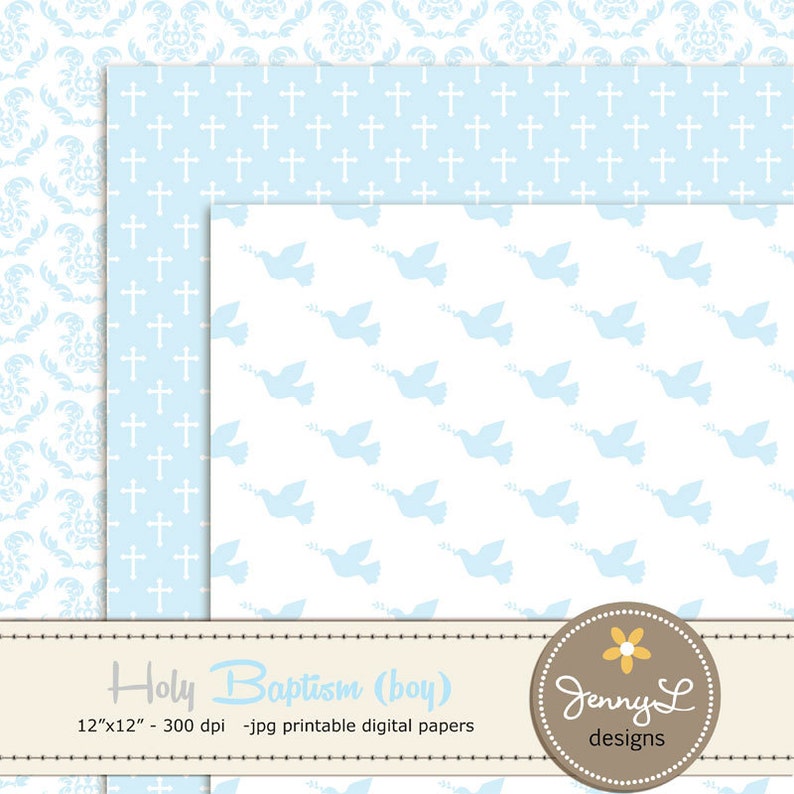 Boy Baptism Digital Papers First Communion Digital - Etsy