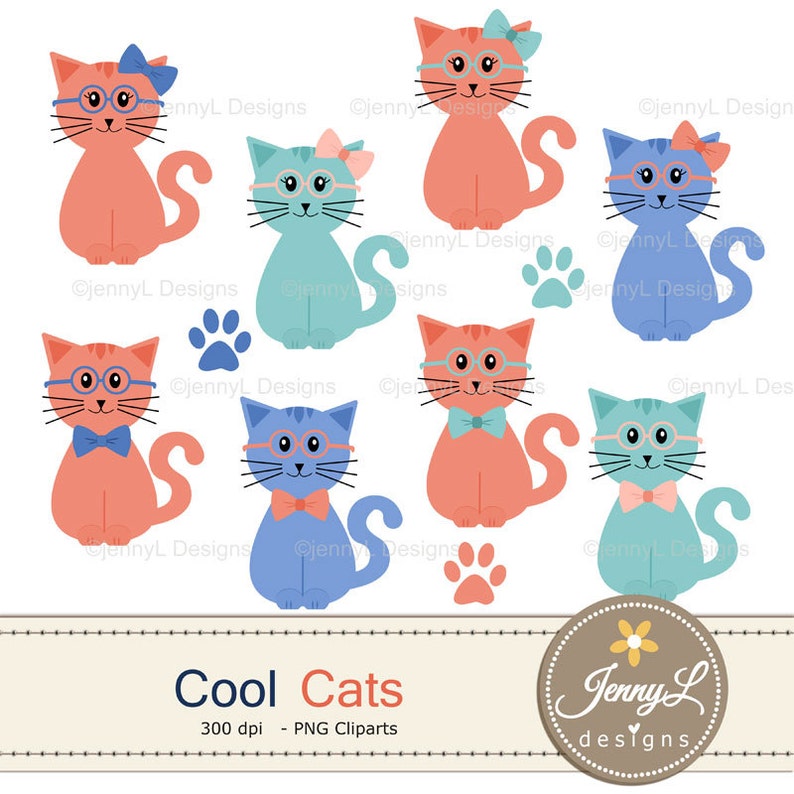 Cat Pet Digital Papers and Clipart Kitten Paws Scrapbooking | Etsy