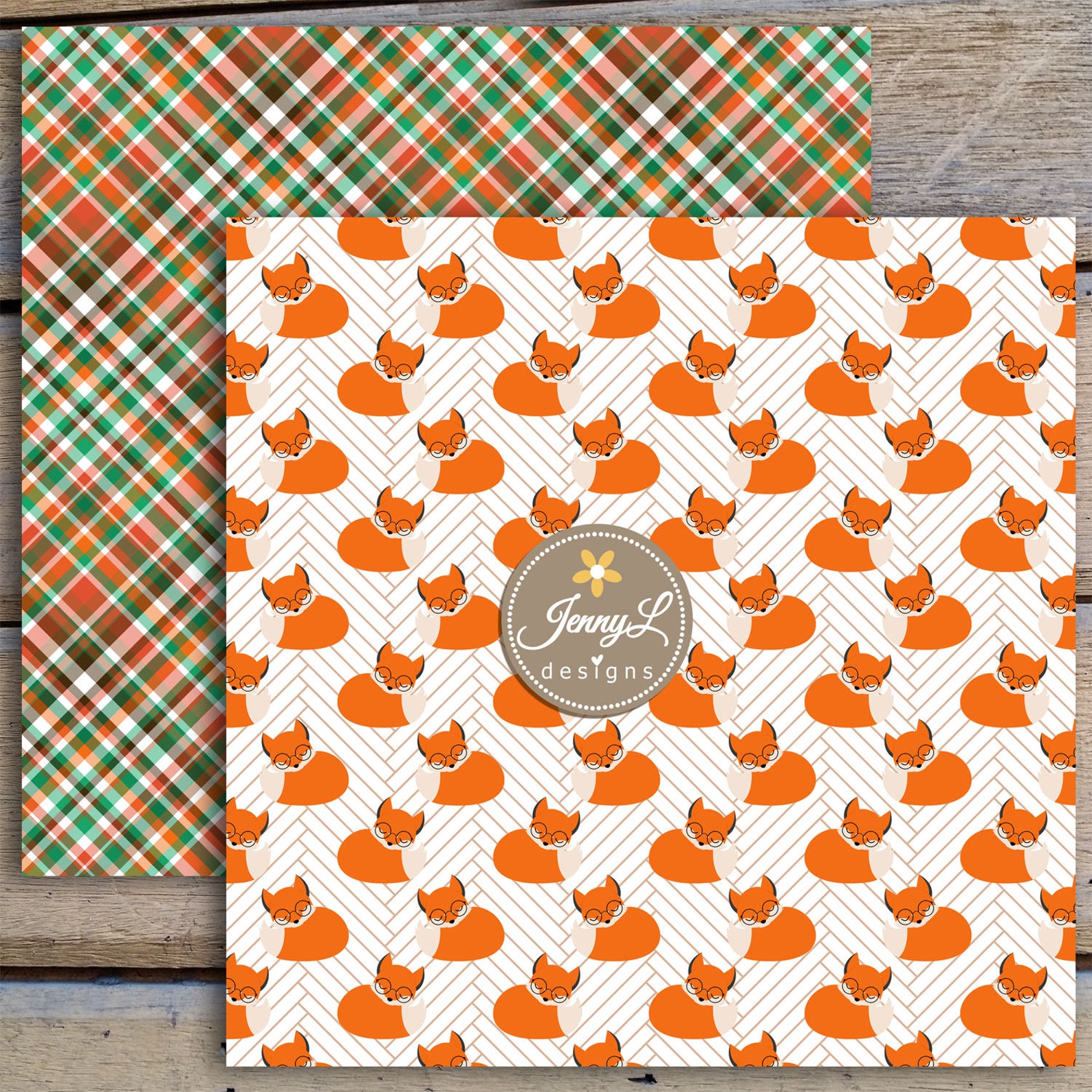 Fox Digital Paper and Clipart Fall Woodland Animal Fox With - Etsy