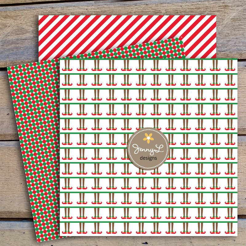 Elf Christmas Digital Papers Christmas Tree Papers Christmas - Etsy