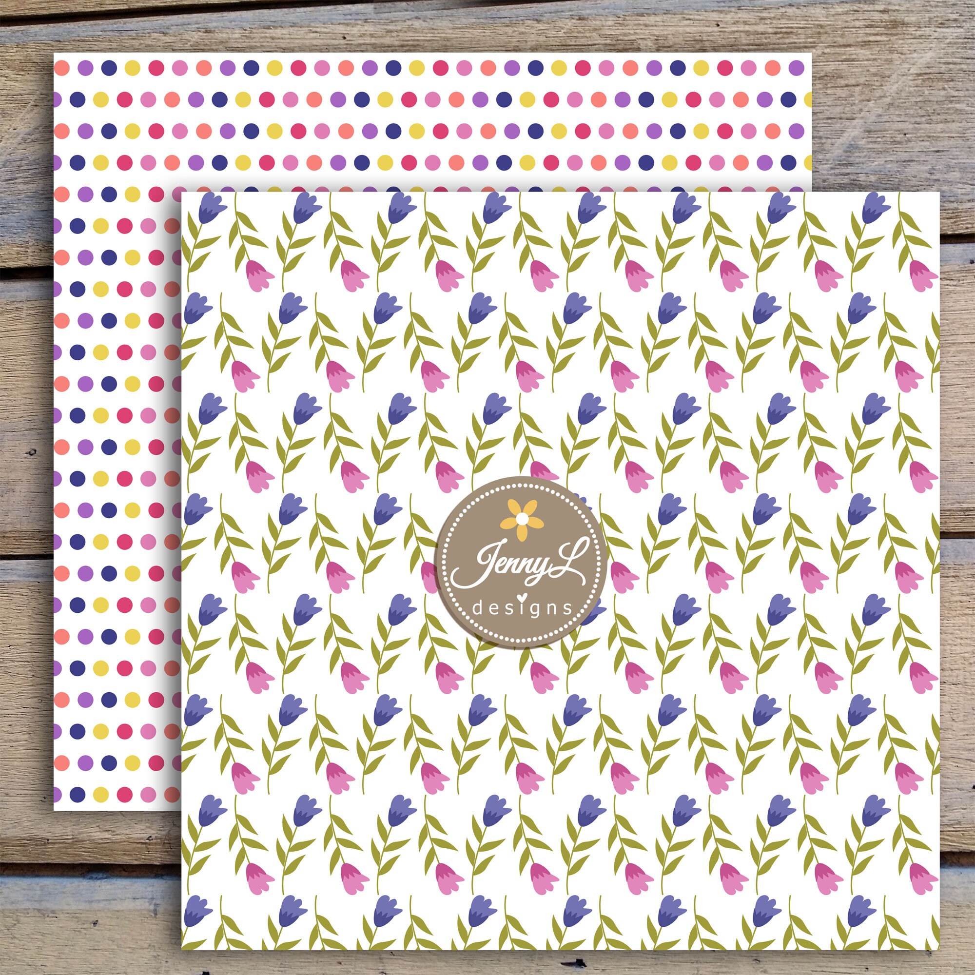 Summer Floral Digital Papers and Flowers Clipart SET for | Etsy