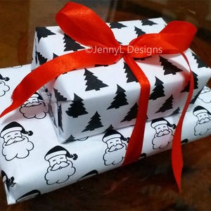 Black and White Christmas Digital Papers, Christmas Tree, Santa Claus ...