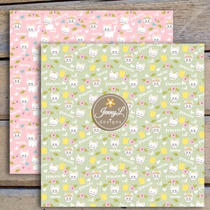 Princess Cat Digital Papers and Clipart SET for Digital Scrapbooking ...