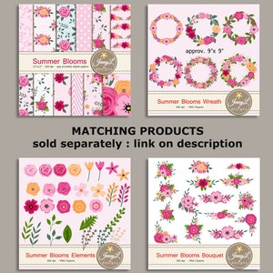 Summer Flower Elements Clipart, Pink Wedding Flowers, Shabby Flower ...