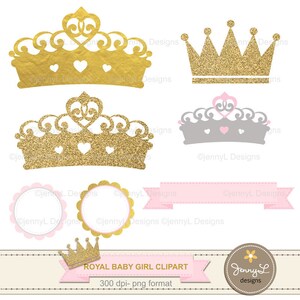 Crown Digital Papers and Clipart, Royal Princess Girl Baby Shower ...