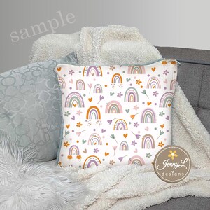 Rainbow Love SEAMLESS Digital Paper and Clouds Flower Hearts Clipart ...