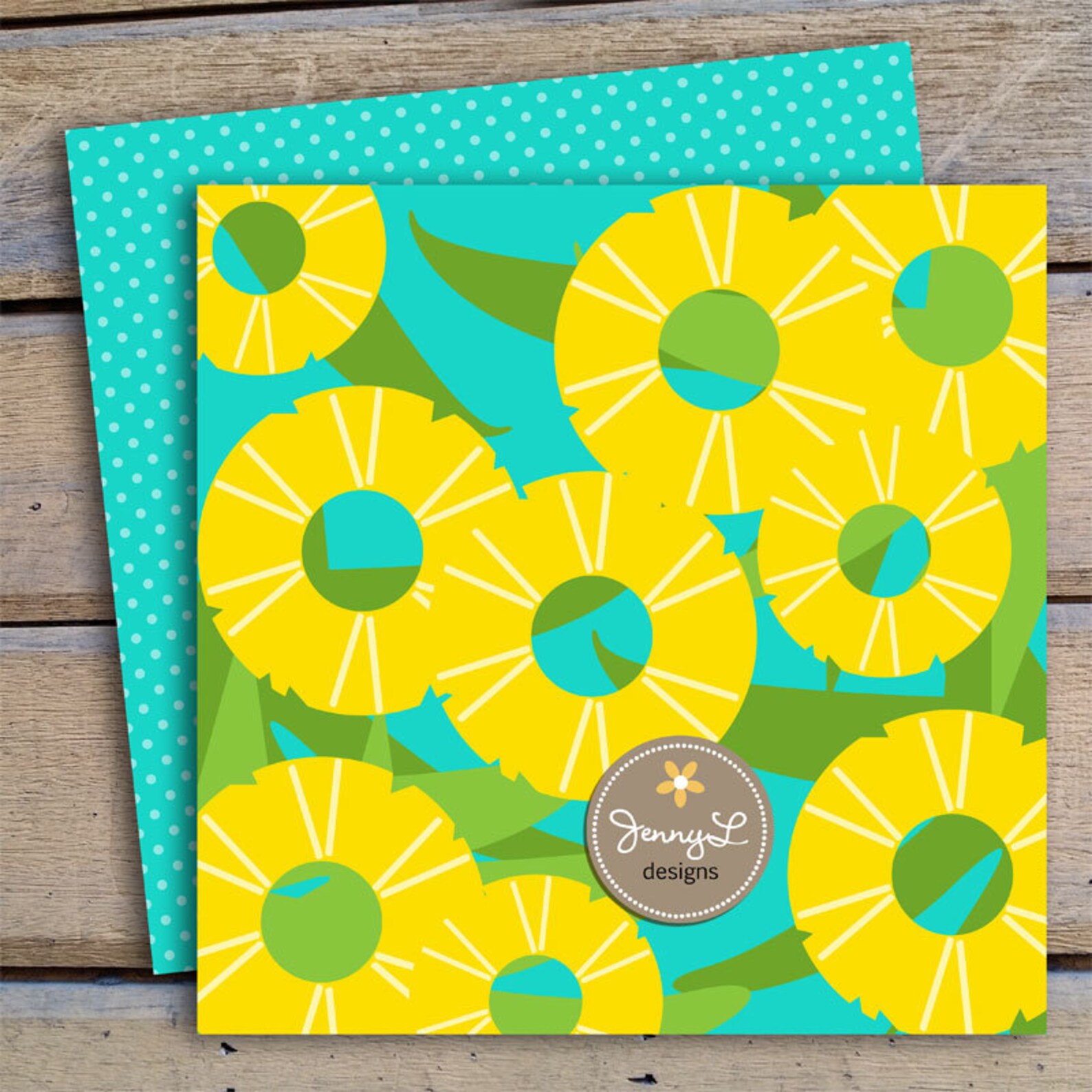 Pineapples Digital Papers and Cliparts Pineapple Slice Aloha - Etsy