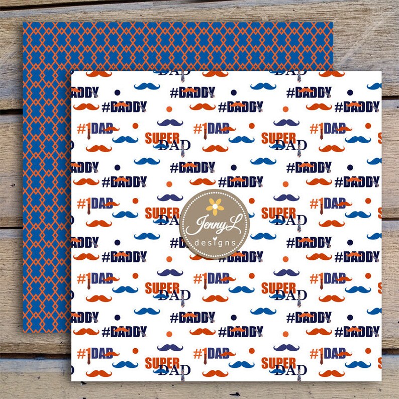 Father's Day Digital Papers and Clipart SET Mustache - Etsy UK