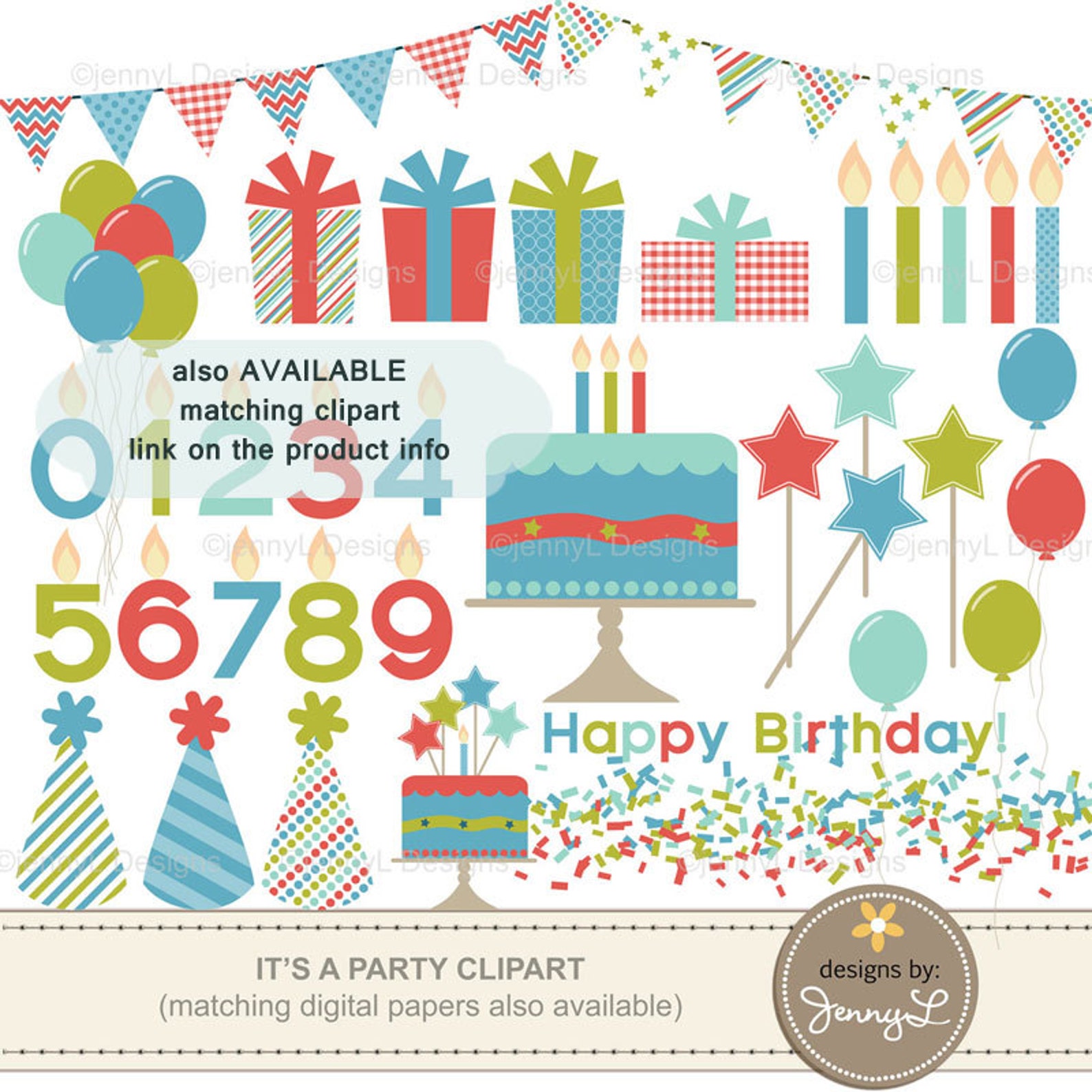 Birthday Party Digital Papers for Digi-scrapping Boys | Etsy