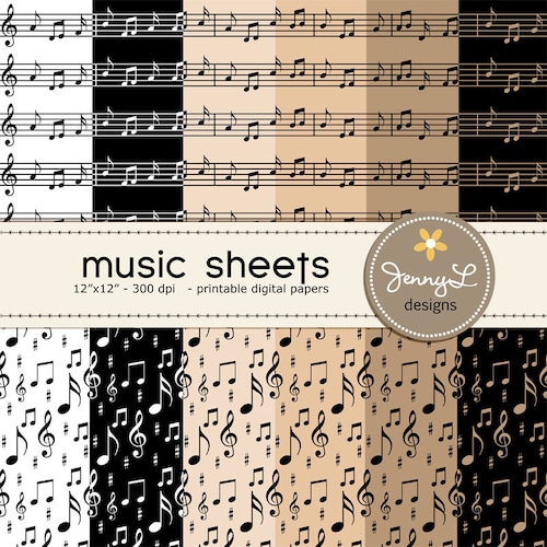 Music Sheets Digital Papers Musical Notes for Digital | Etsy