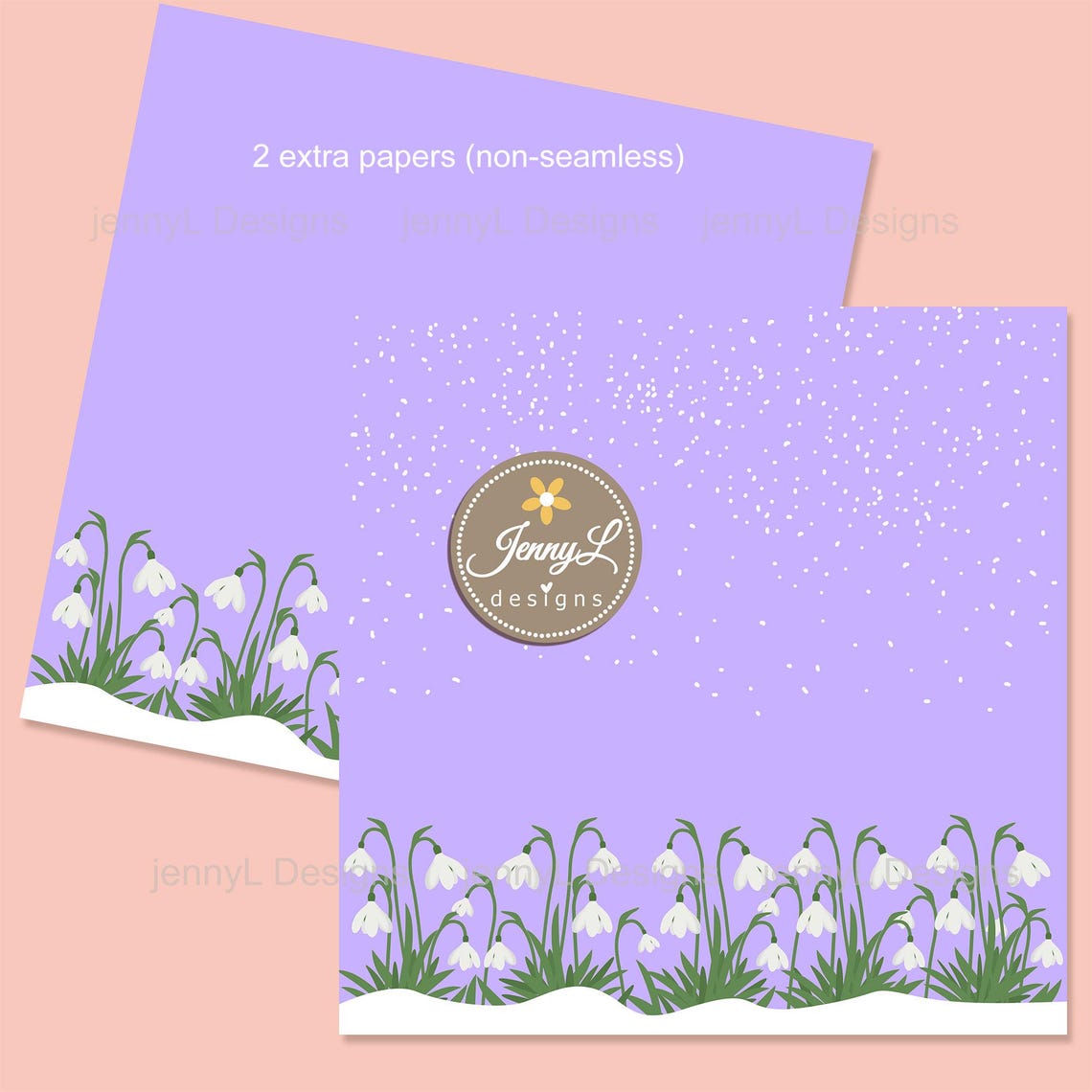 Winter Floral SEAMLESS Printable Digital Papers, Pansies, Snowdrop ...