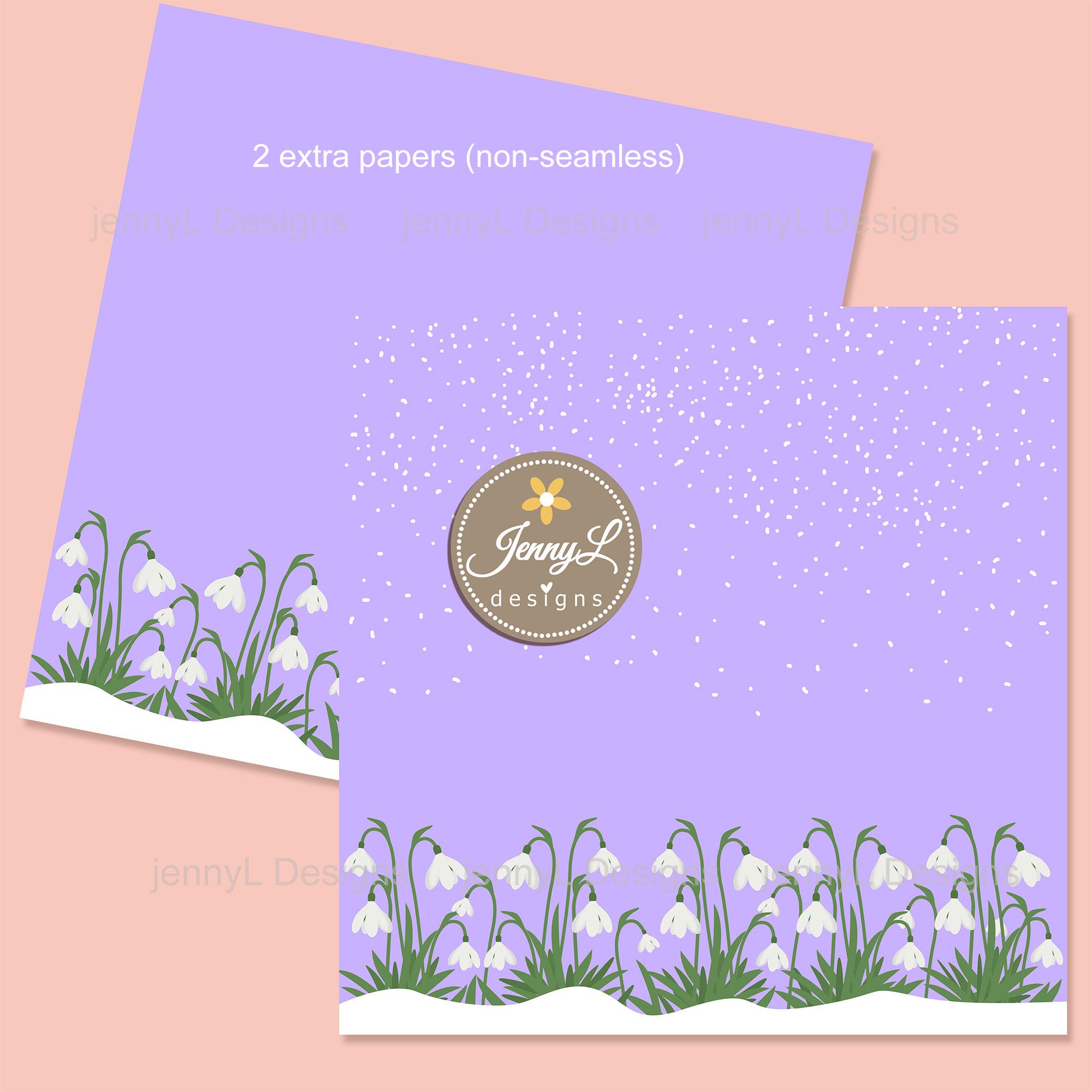 Winter Floral SEAMLESS Printable Digital Papers, Pansies, Snowdrop ...