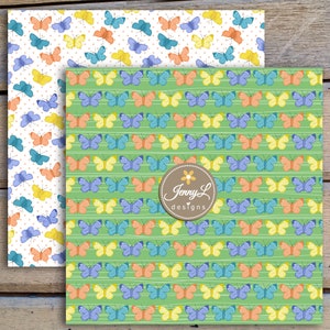 Summer Butterflies Digital Papers and Flowers Floral Clipart SET for ...