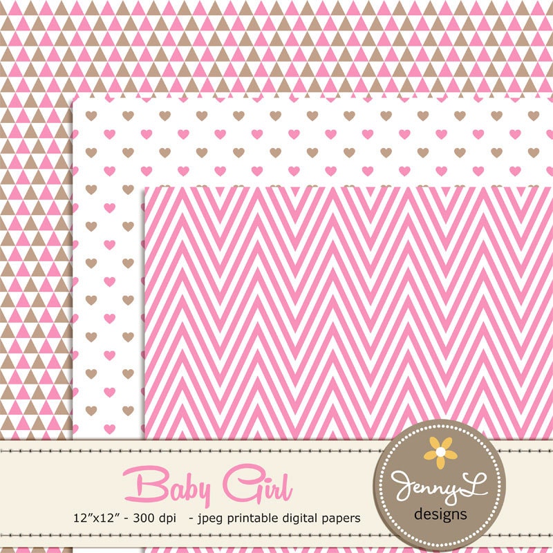 Baby Shower Digital Papers Baby Girl Baptism Birth - Etsy