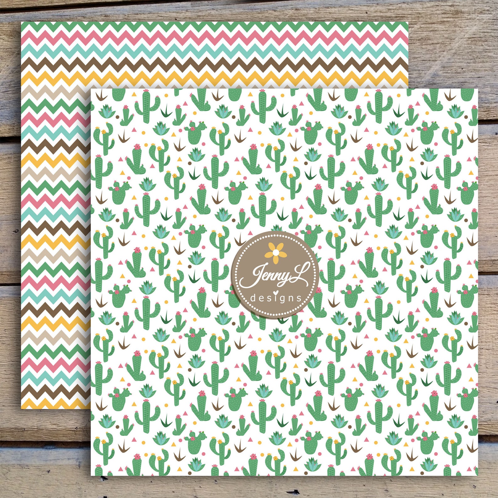 Desert Cactus Digital Paper and Clipart Plant for Birthday - Etsy