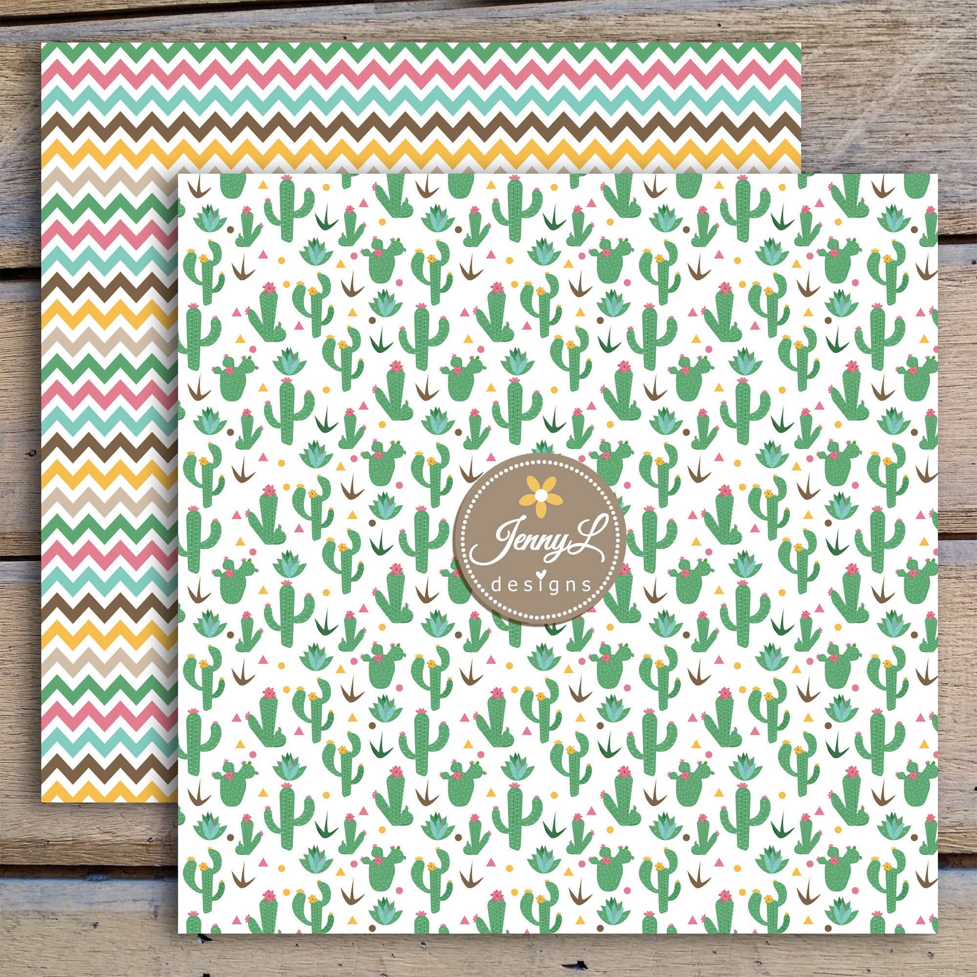 Desert Cactus Digital Paper and Clipart Plant for Birthday - Etsy