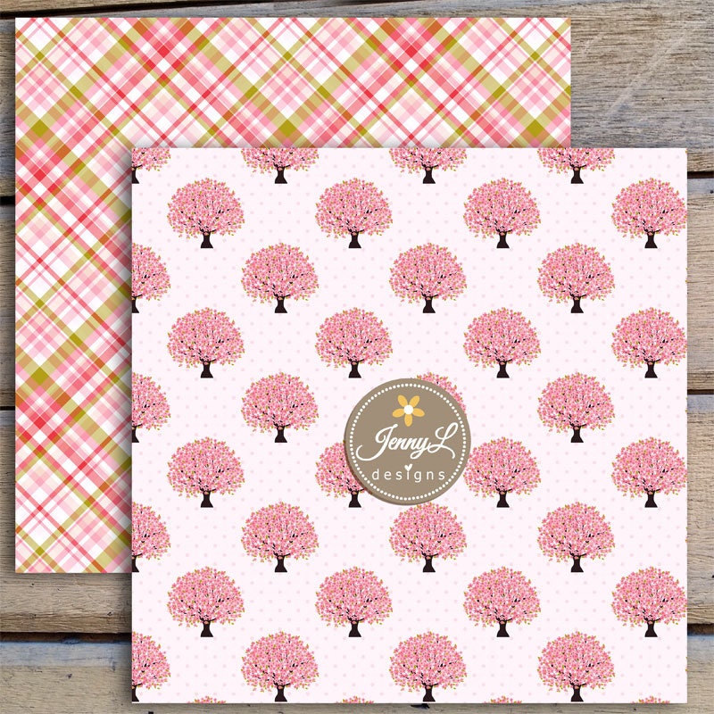 Spring Cherry Blossoms Digital Paper and Clipart Japanese - Etsy