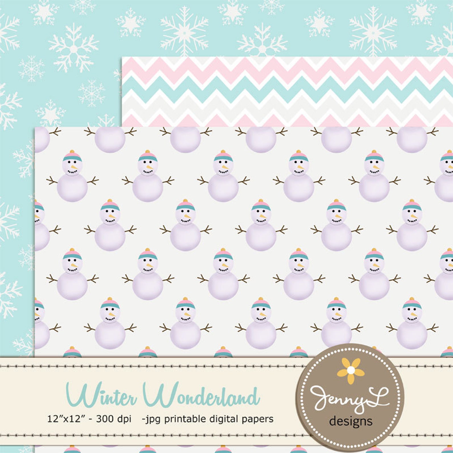 Winter Digital Papers Snow Frosty Digital Paper Snowflakes - Etsy