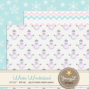 Winter Digital Papers, Snow Frosty Digital Paper, Snowflakes Digital ...