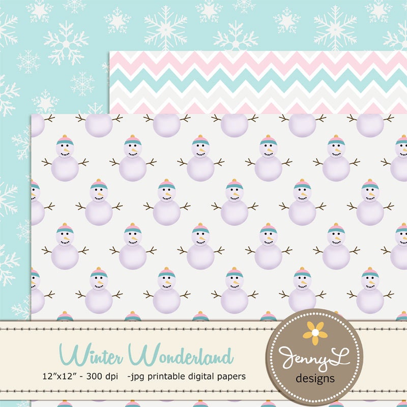 Winter Digital Papers Snow Frosty Digital Paper Snowflakes - Etsy