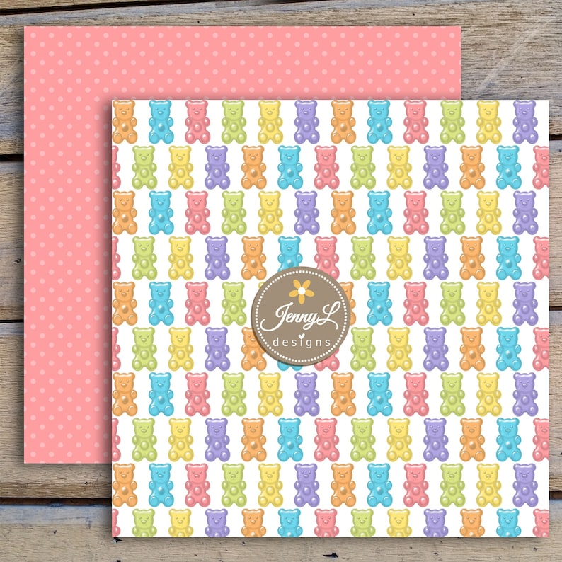 Gummy Bears Digital Papers and Clipart SET for Digital Scrapbooking ...
