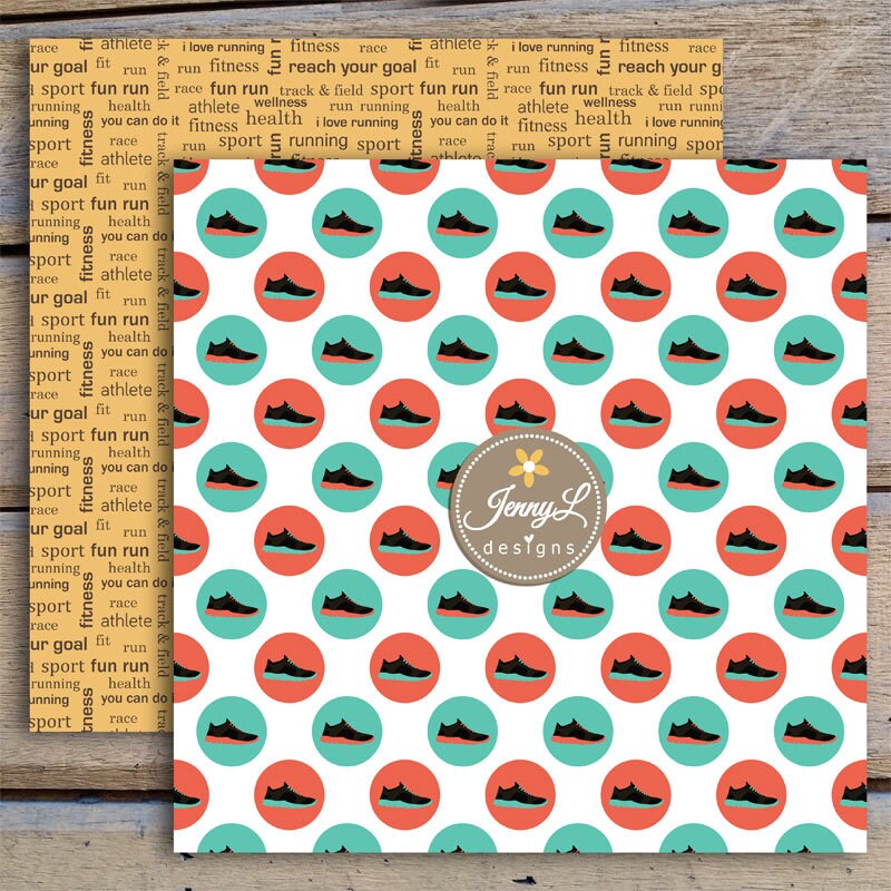 Running Digital Papers and Clipart SET, Sports, Exercise Fitness ...