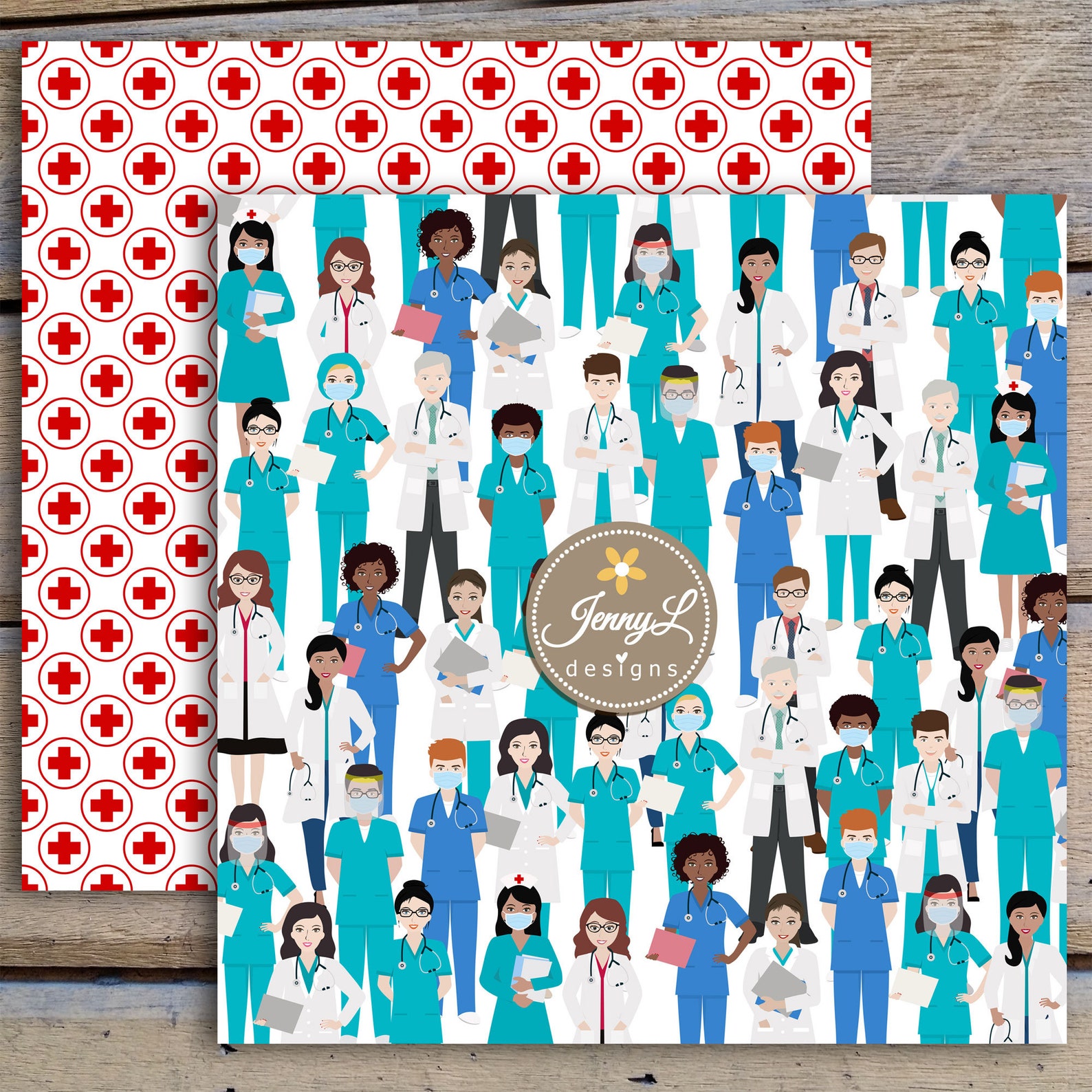 Medical Doctors Nurses Digital Paper Medical Worker and - Etsy Canada