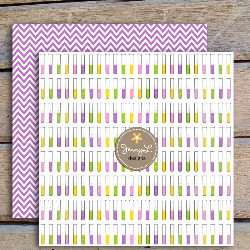 Science Scientist Girl Digital Paper Molecule Test Tube | Etsy