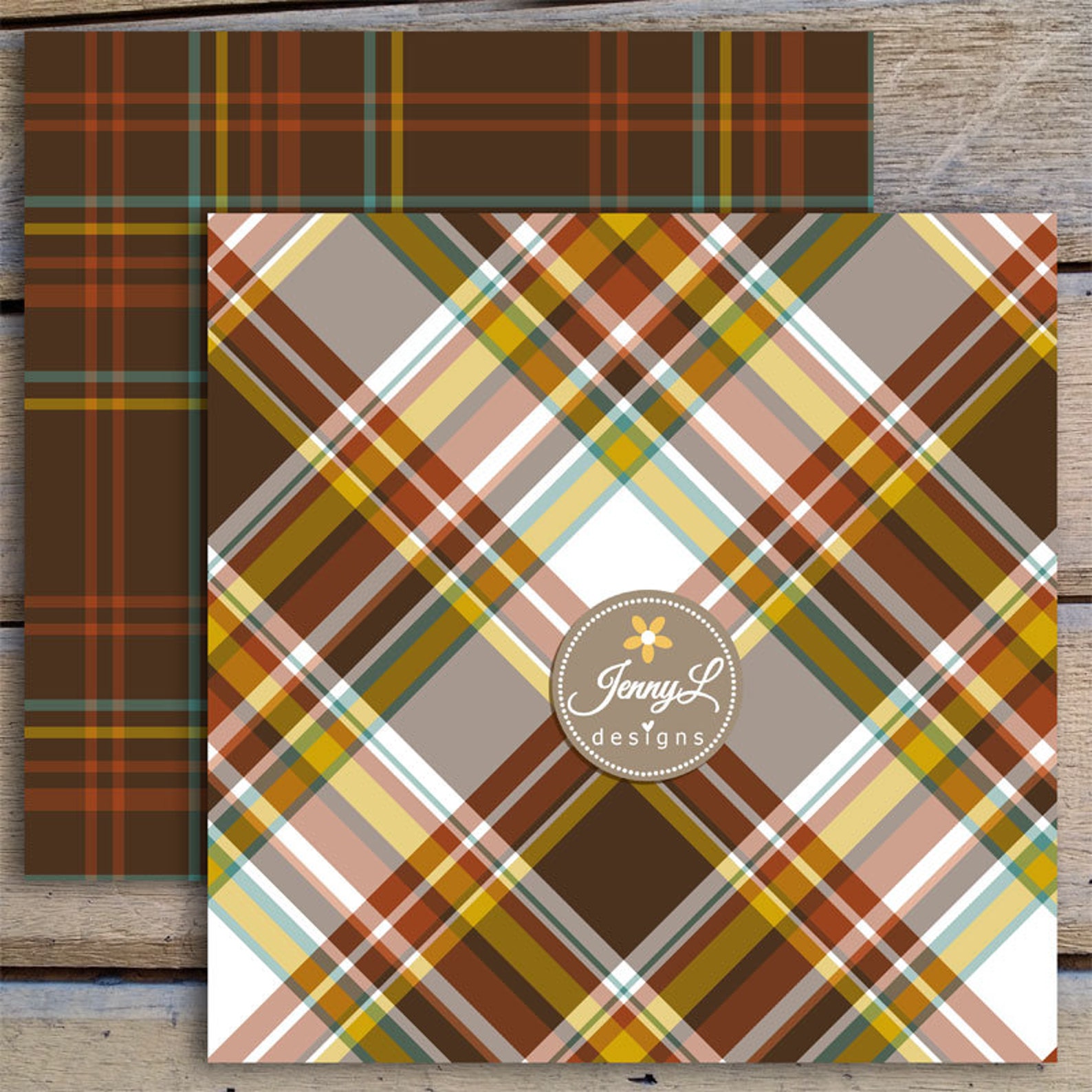 Thanksgiving Plaids Digital Papers, Tartan, Stripes Fall, Autumn, Brown ...