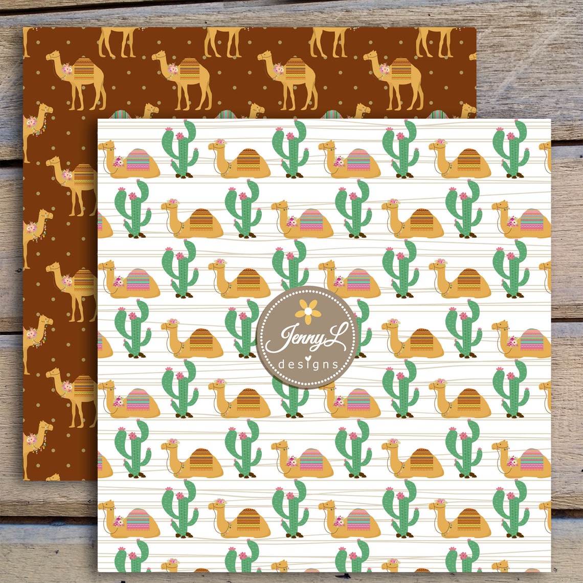 Desert Camel Cactus Digital Paper and Clipart for Birthday - Etsy