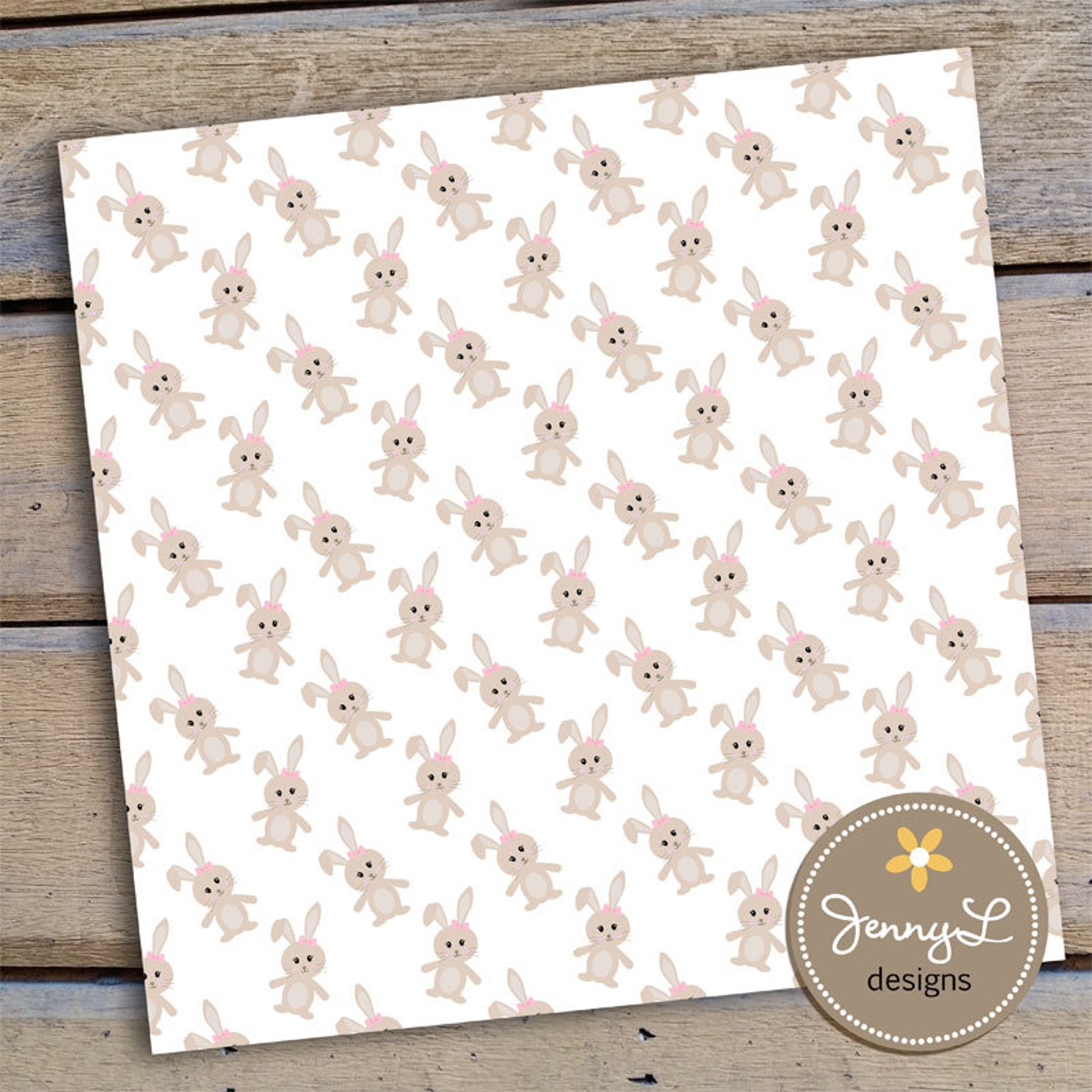 Bunny Rabbit Digital Papers Girl Bunny Clipart Bunny | Etsy