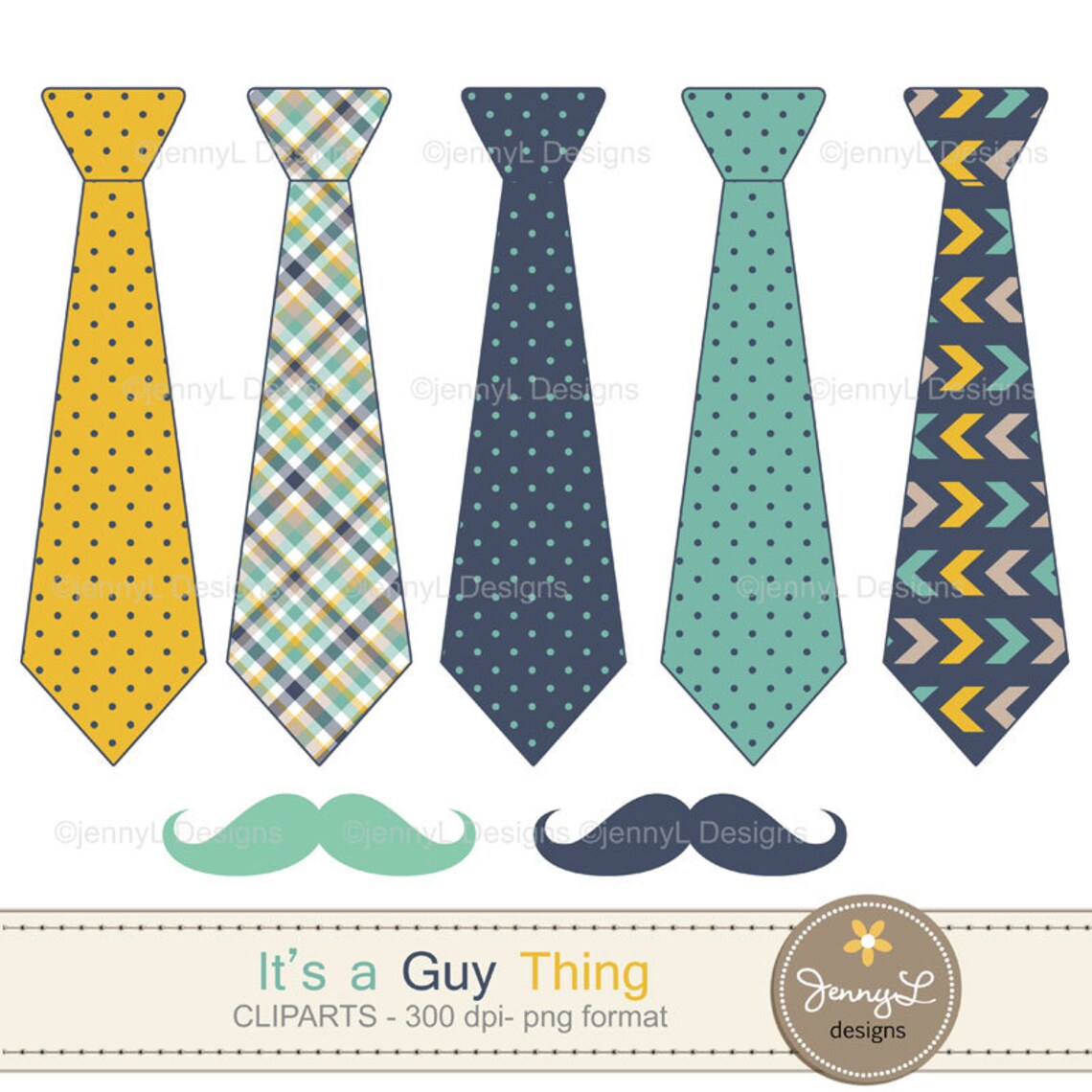 Mustache and Necktie Digital Papers and Clipart Father's - Etsy
