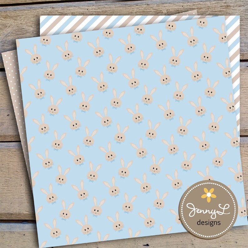 Bunny Rabbit Digital Papers Boy Bunny Clipart Setbunny - Etsy