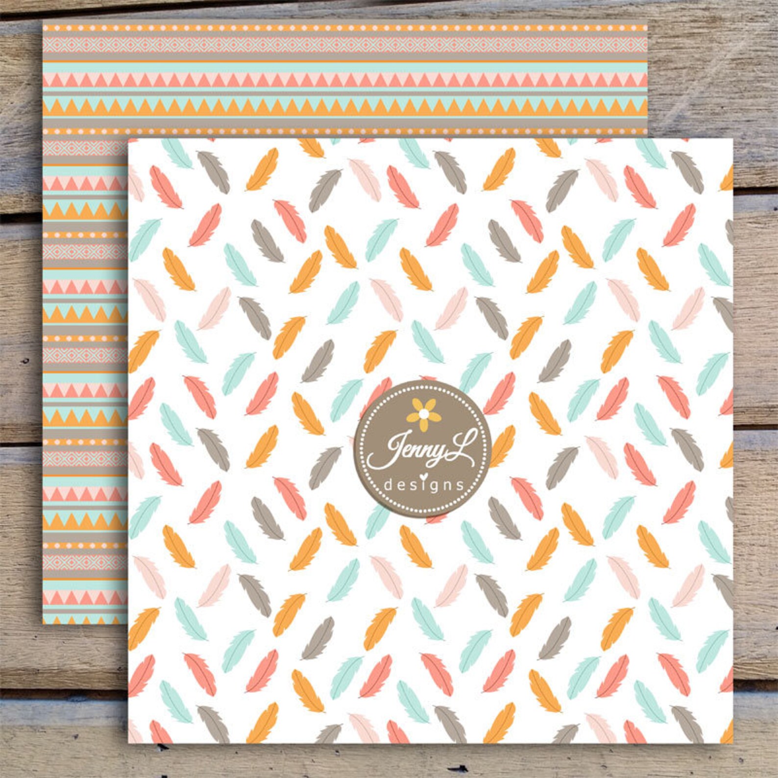 Pastel Boho Digital Papers and Feather Dream Catcher Clipart | Etsy