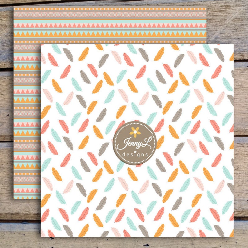 Pastel Boho Digital Papers and Feather Dream Catcher Clipart | Etsy