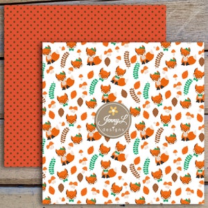 Fox Digital Paper and Clipart Fall Woodland Animal Fox With - Etsy