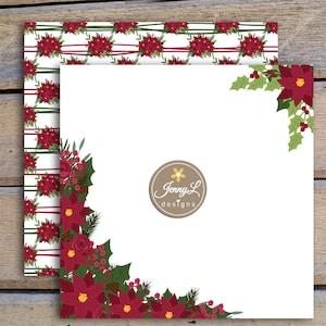 Christmas Floral Digital Paper Poinsettia Flower Paper - Etsy