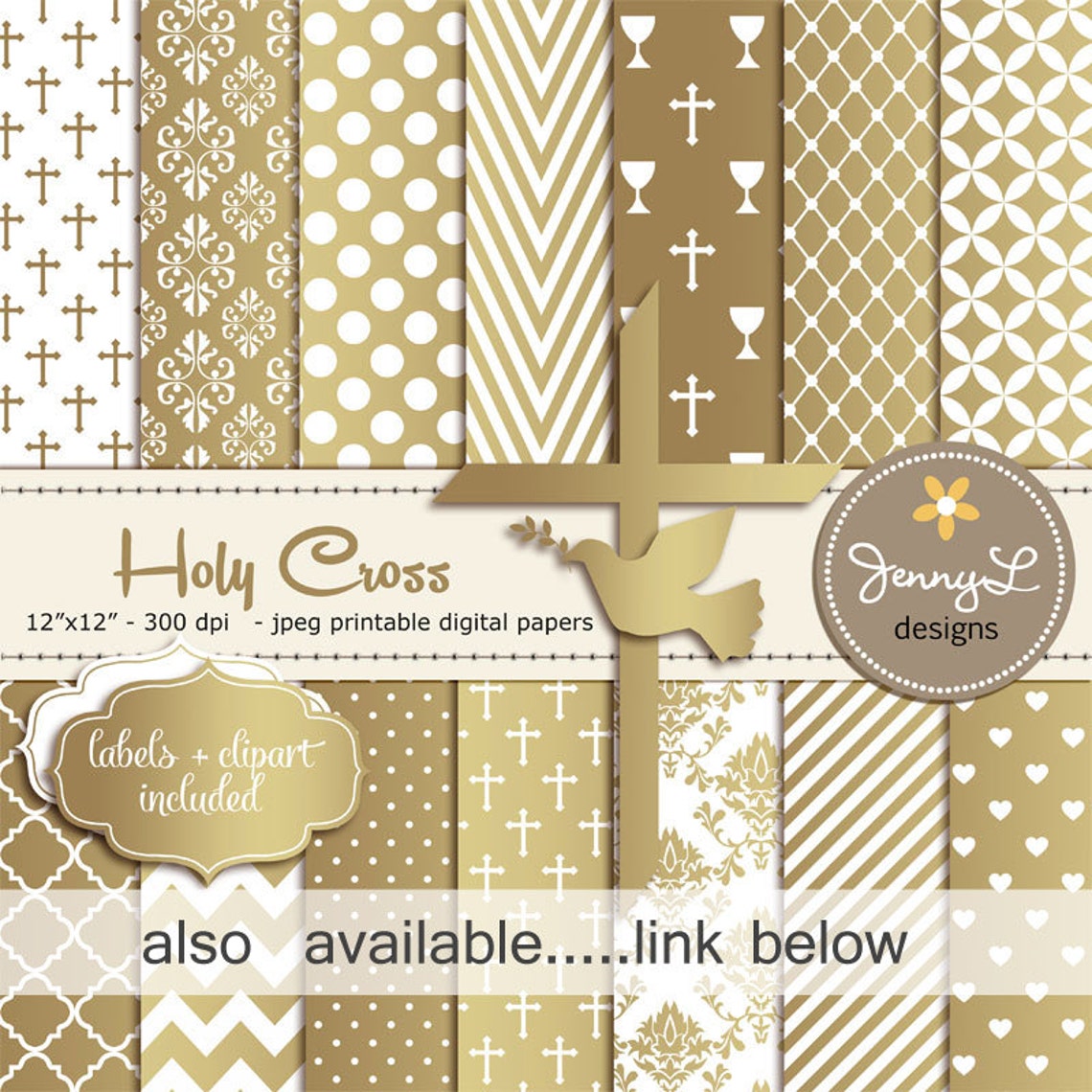 Silver Baptism Digital Papers First Communion Digital - Etsy