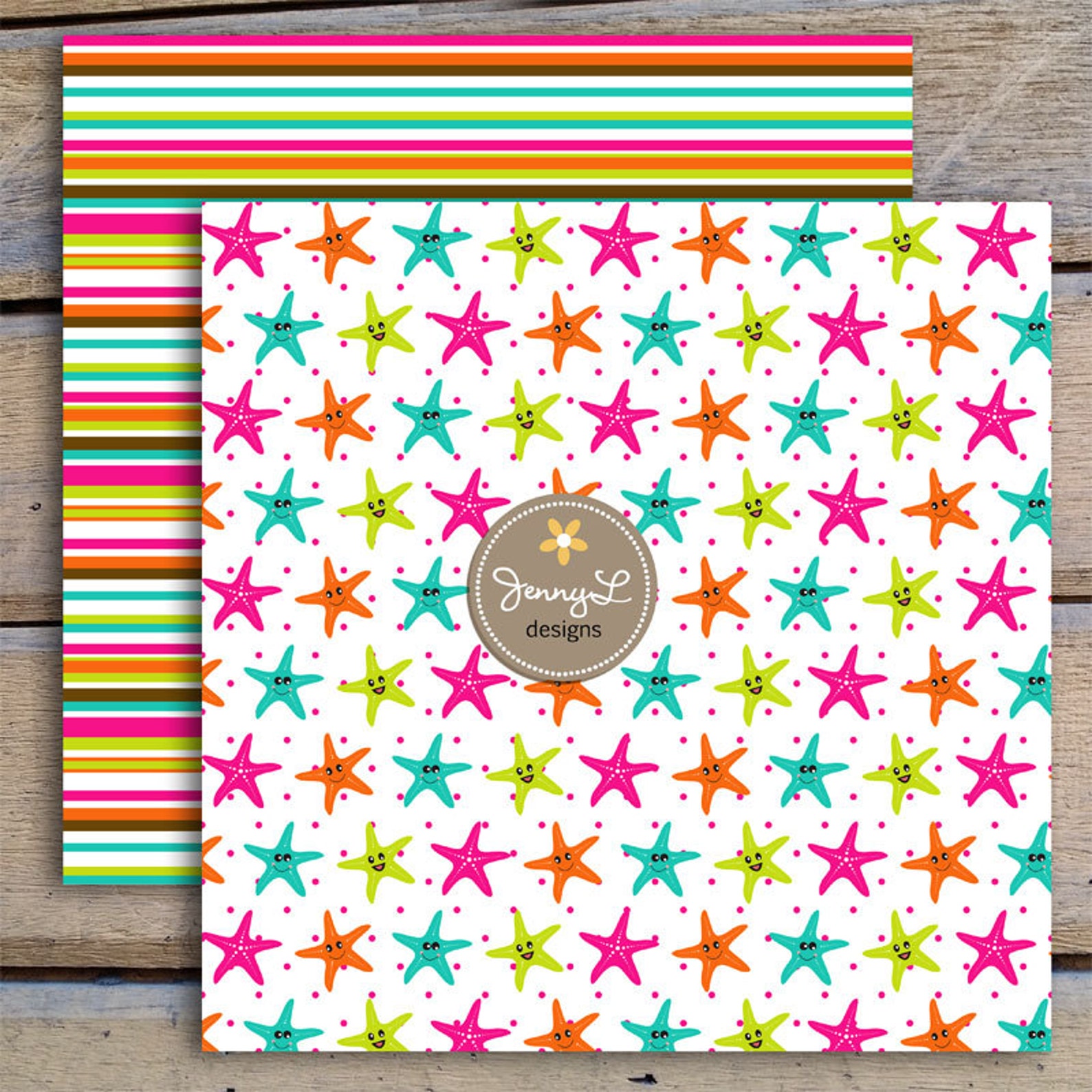 Colorful Starfish Digital papers and Clipart Starfishes Baby | Etsy