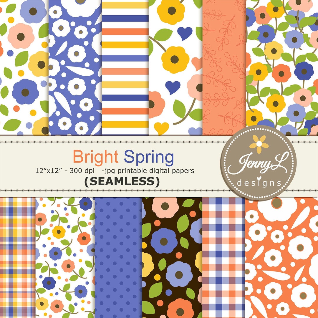 Bright Spring Seamless Printable Digital Papers, Repeat Pattern ,floral ...