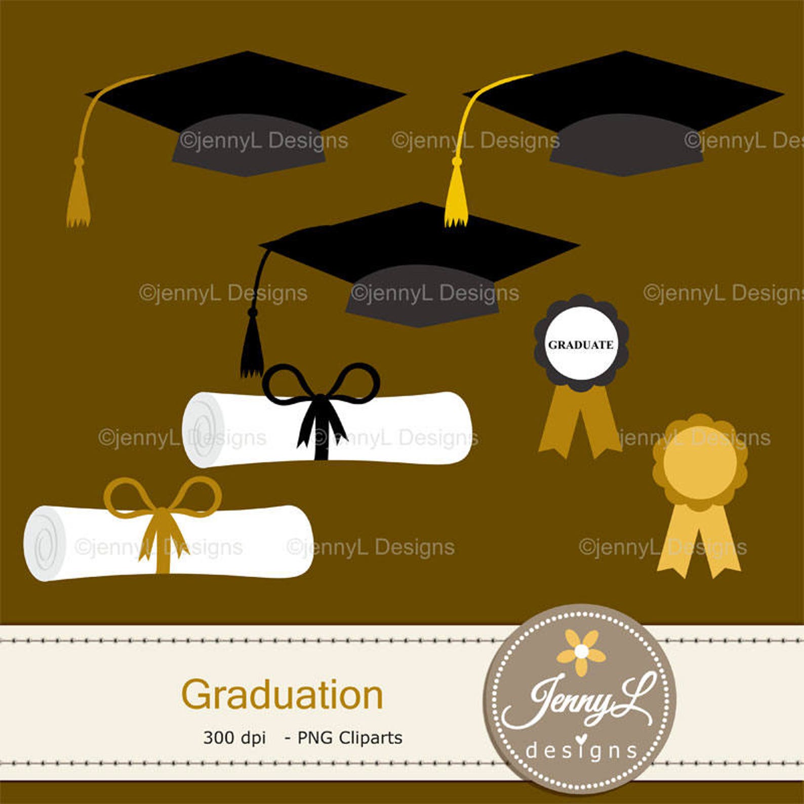 Graduation Digital Papers & Clipart SET, Commencement, Certificate ...