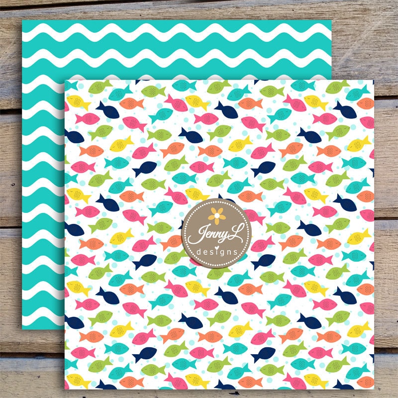 Fish Digital Papers and Clipart for Birthday Scrapbooking - Etsy
