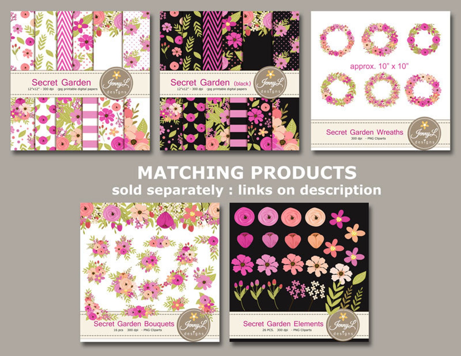 Floral Digital Paper Pink Peach Wedding Flower Summer Spring - Etsy