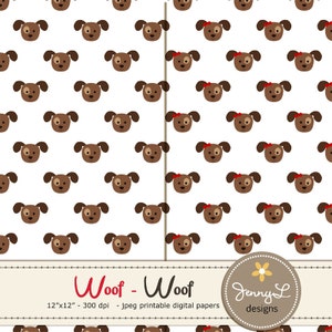 Dog Digital Papers, Pet, Red and Brown Puppy Dog Theme, Paws ...