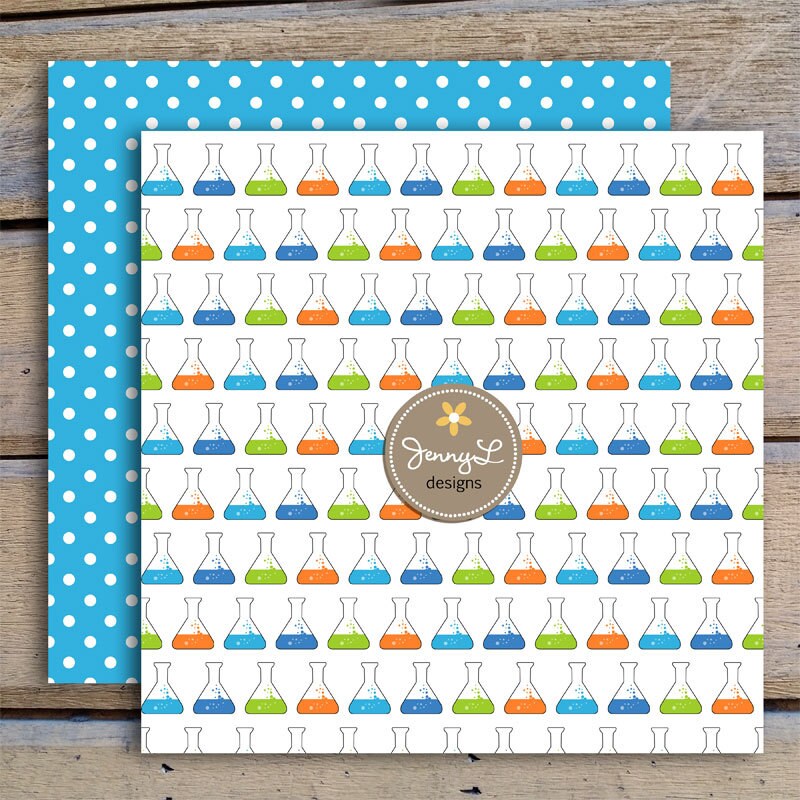 Science Scientist Boy Digital Paper Molecule Test Tube | Etsy