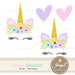 Pastel Unicorn Faces Digital Papers and Clipart SET, Pastel Hearts for ...